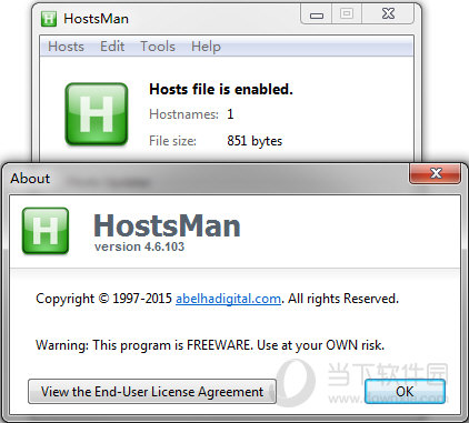 HostsMan(hosts编辑工具) V4.6.103 英文绿色免费版 下载_当下软件园_软件下载