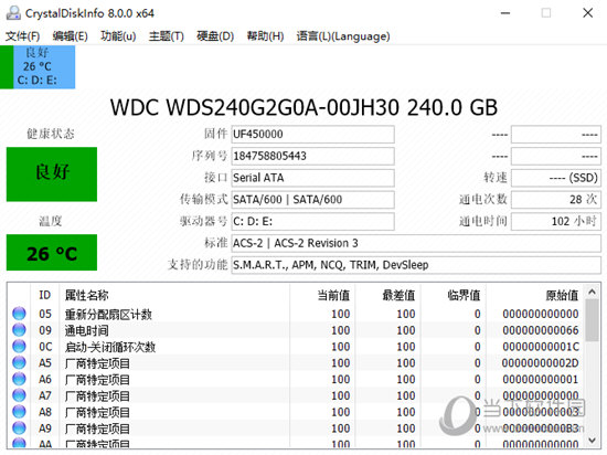 CrystalDiskInfo x64|CrystalDiskInfo(硬盘检测软件) 64位 V8.11.1 绿色中文版下载_当下软件园