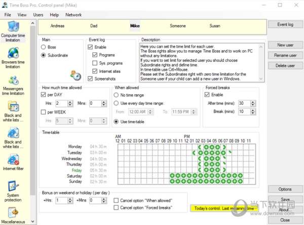 Time Boss PRO(电脑使用时间限制软件) V3.36.001 官方版下载_当下软件园
